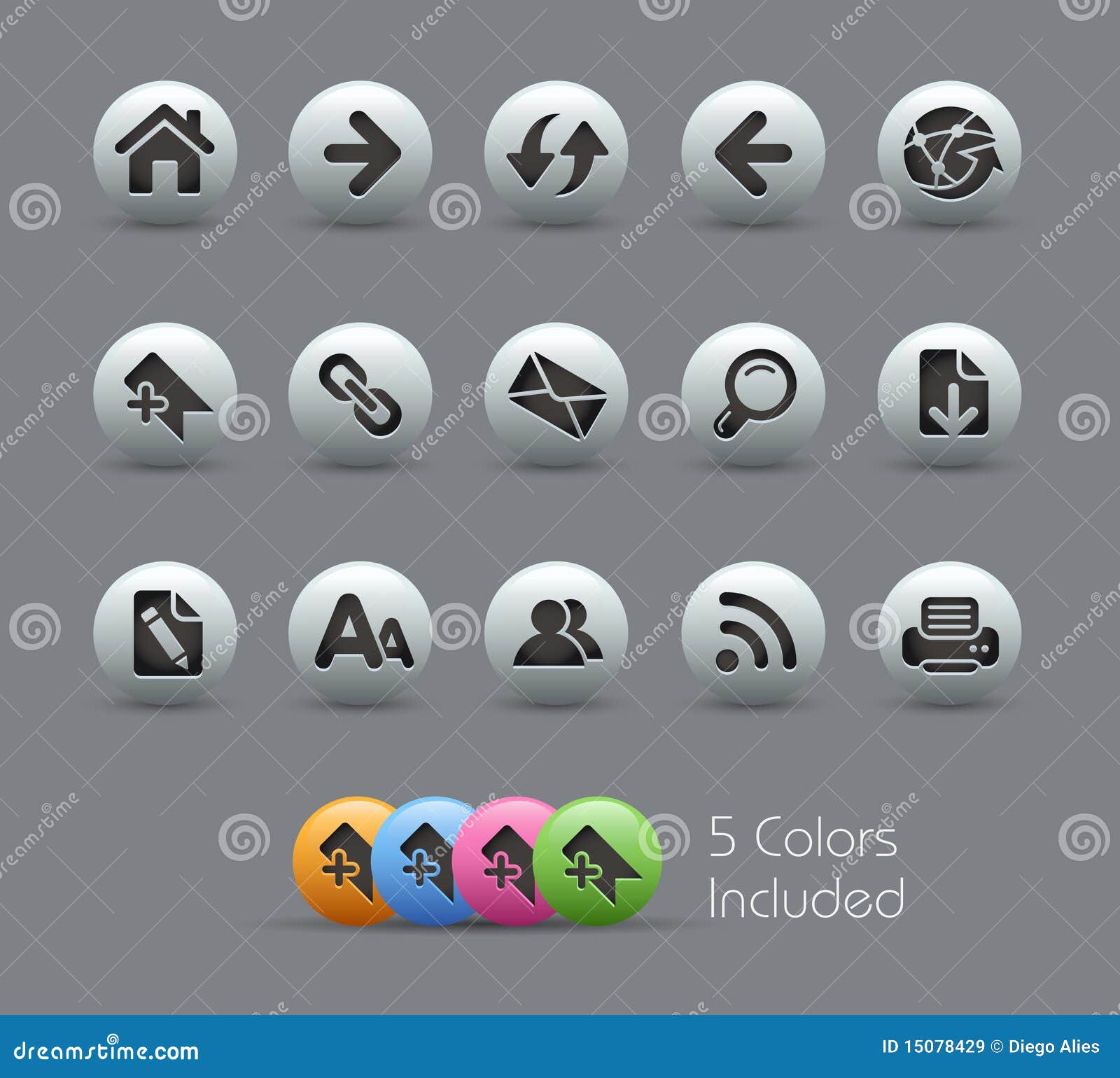Web Navigation Icons // Pearly Series Stock Vector - Illustration of ...