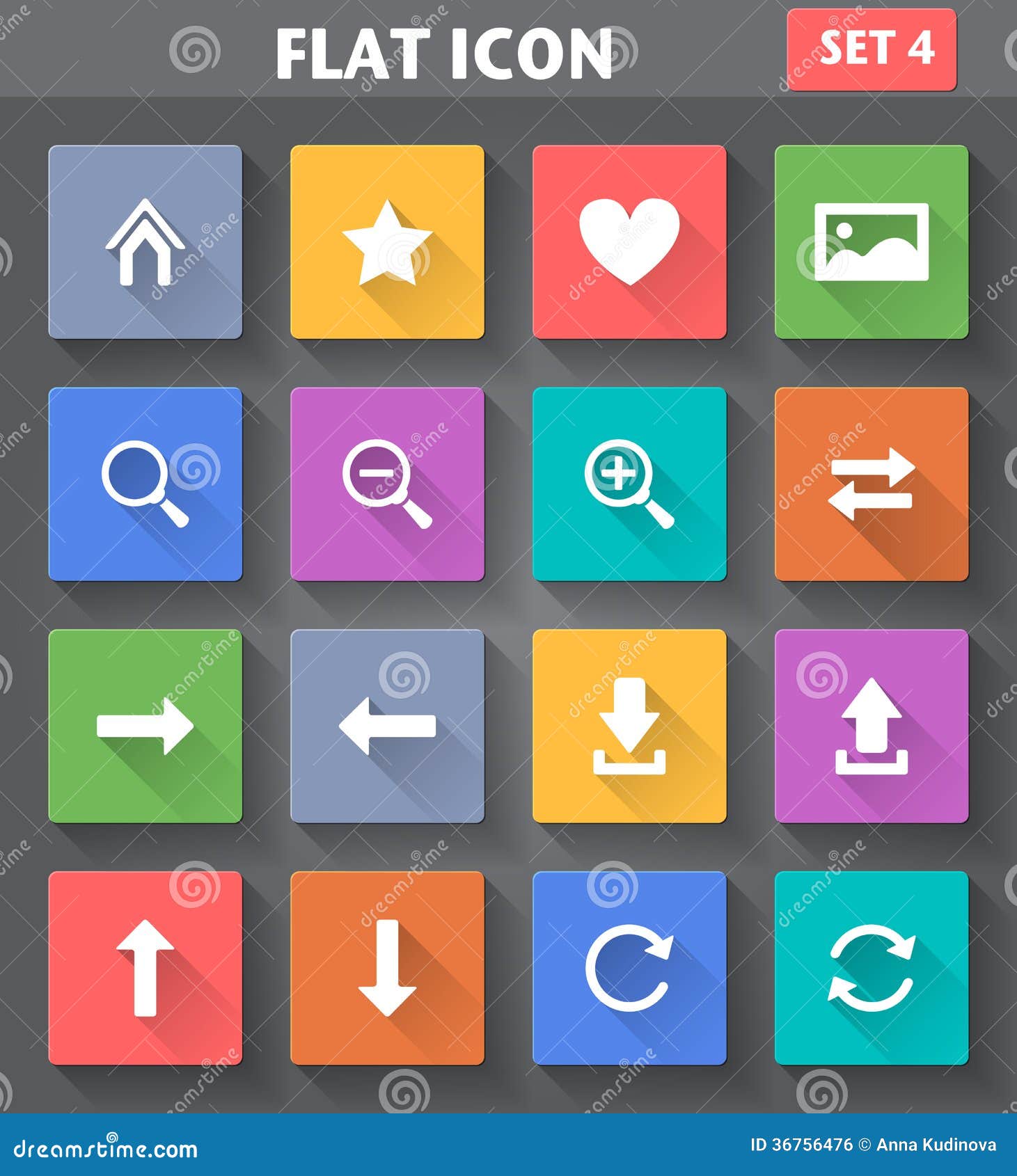 Web Navigation Icons Set in Flat Style with Long S Stock Vector ...