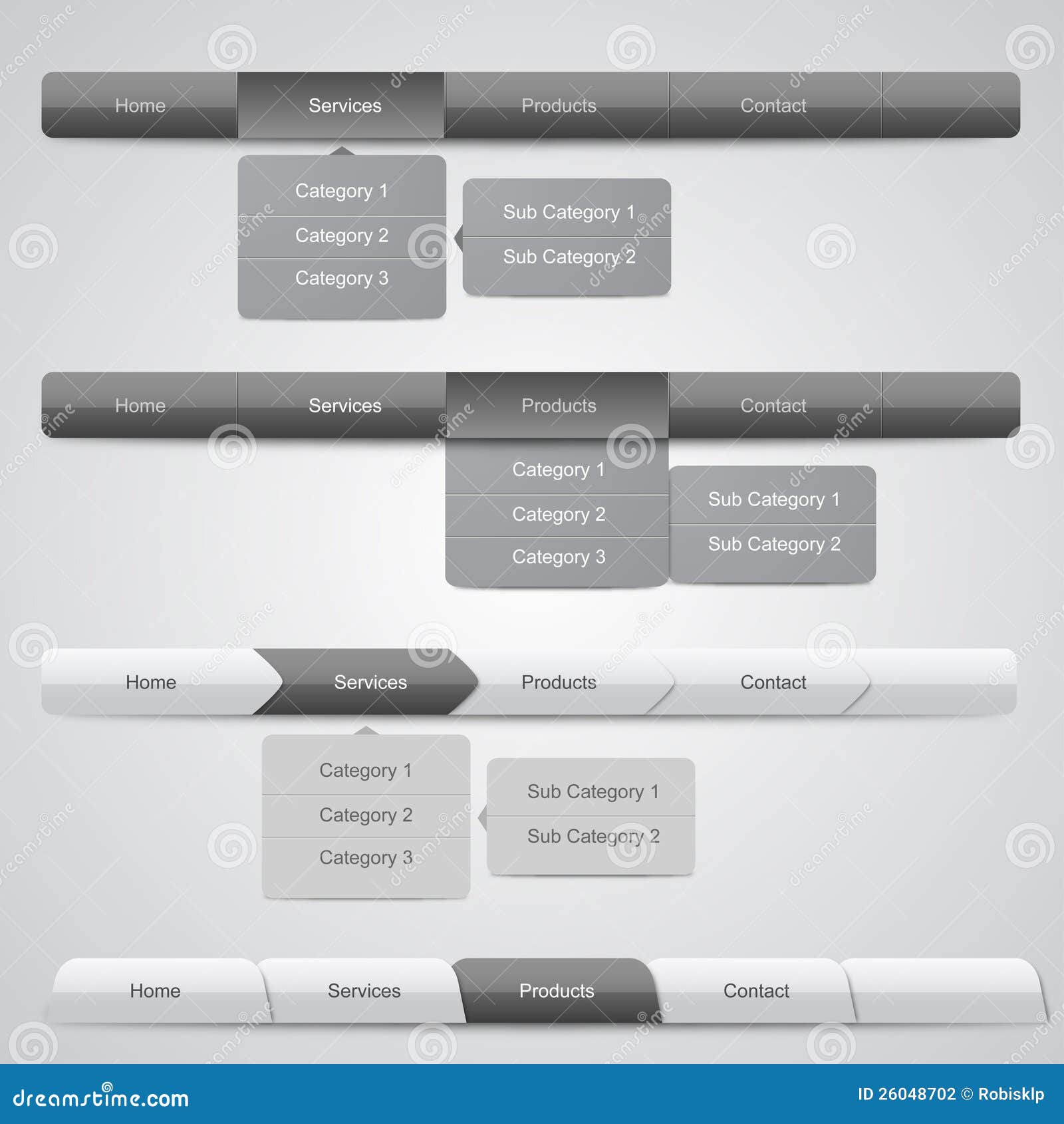 Web Navigation Menus stock vector. Illustration of document - 26048702
