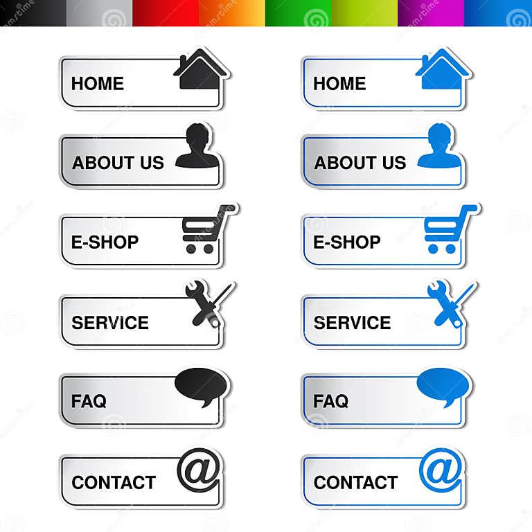 Web Navigation Template - 6 Menu Items, Steps, Options Stock Vector ...