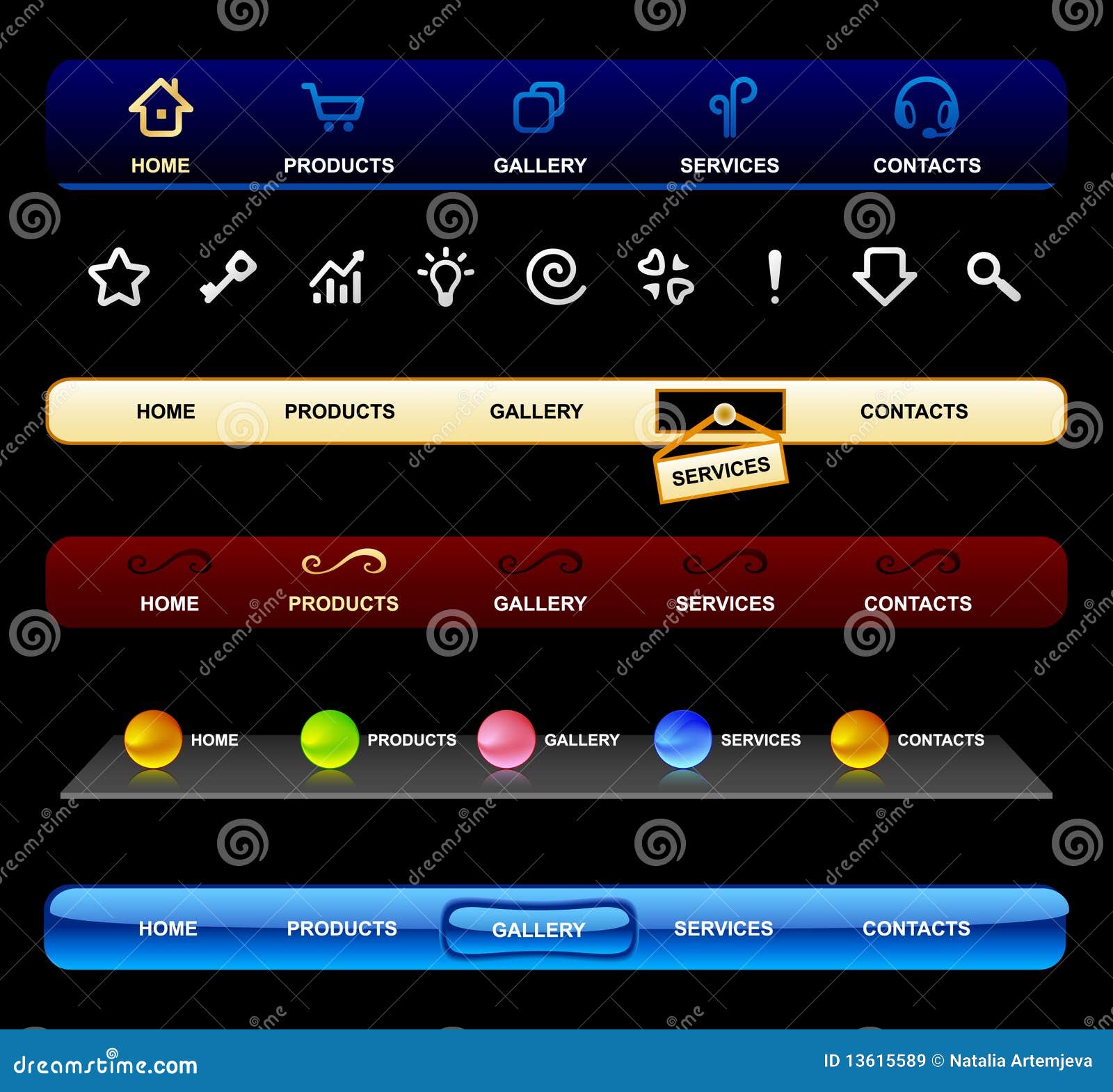 Web navigation templates stock vector. Illustration of button - 13615589