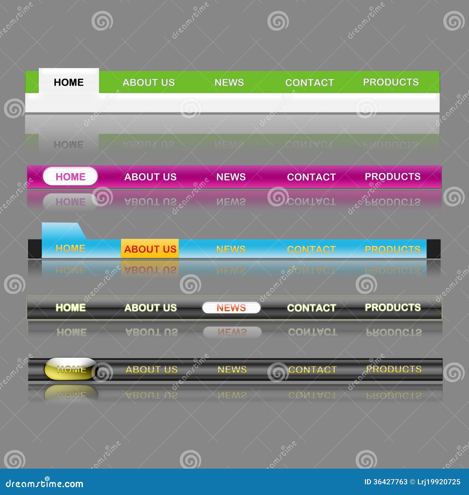 Web navigation templates 5 stock illustration. Illustration of ...
