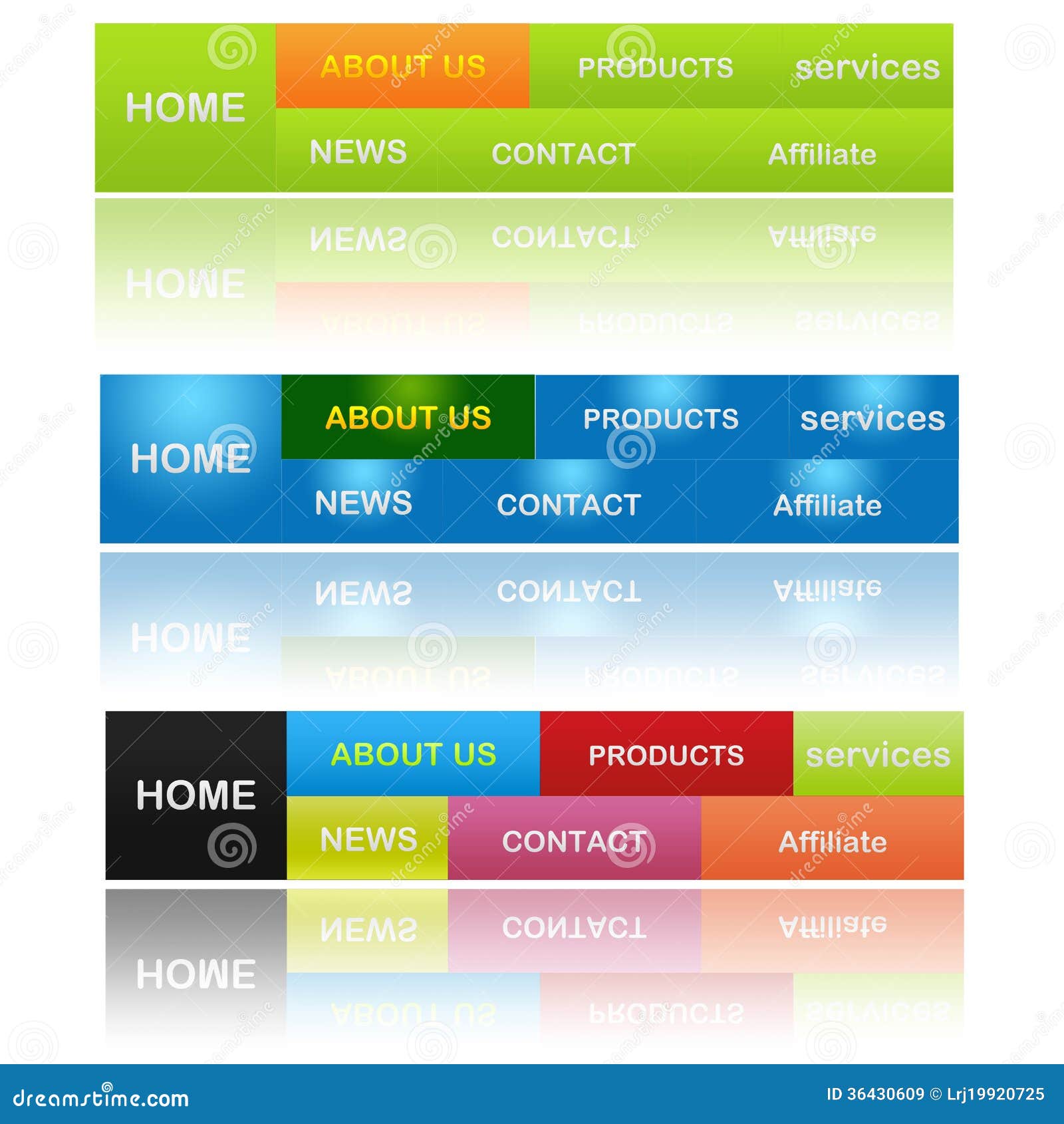 Web navigation templates 3 stock illustration. Illustration of media ...