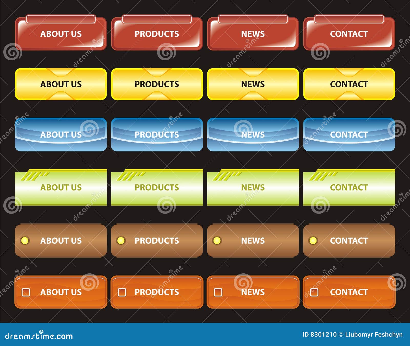 Web navigation templates stock vector. Illustration of button - 8301210