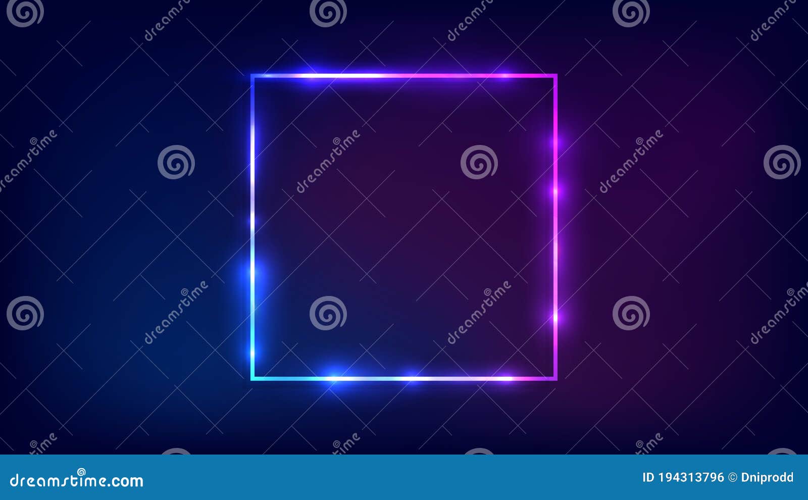 Neon Square Frame with Shining Effects on Dark Background Stock Vector ...