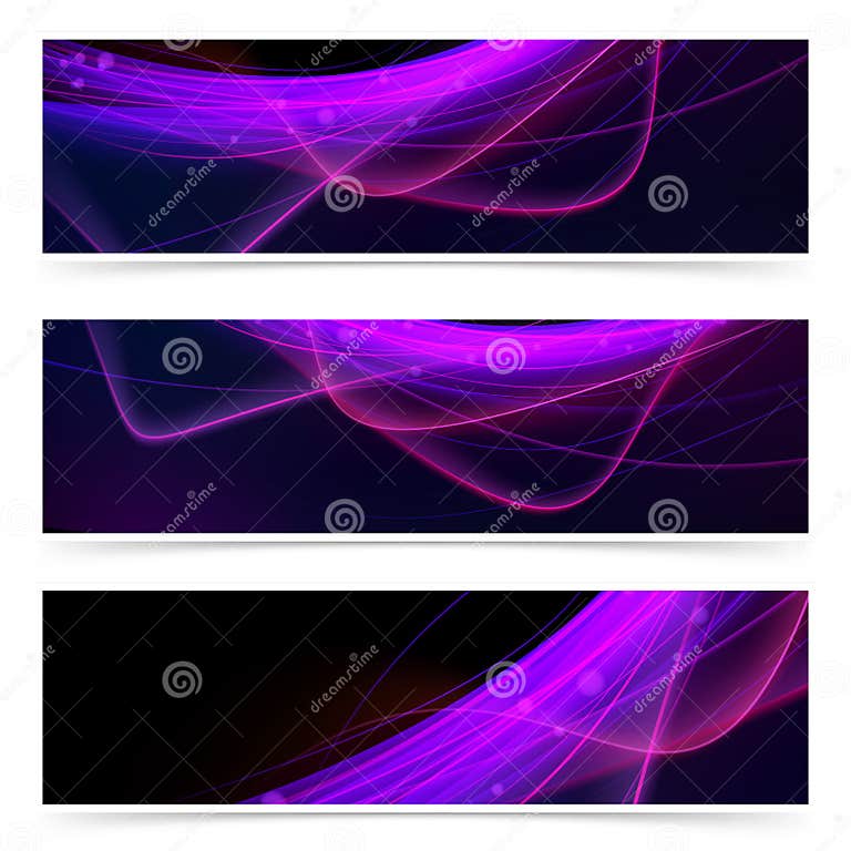 Web Neon Swoosh Line Bright Header Set Stock Vector - Illustration of ...