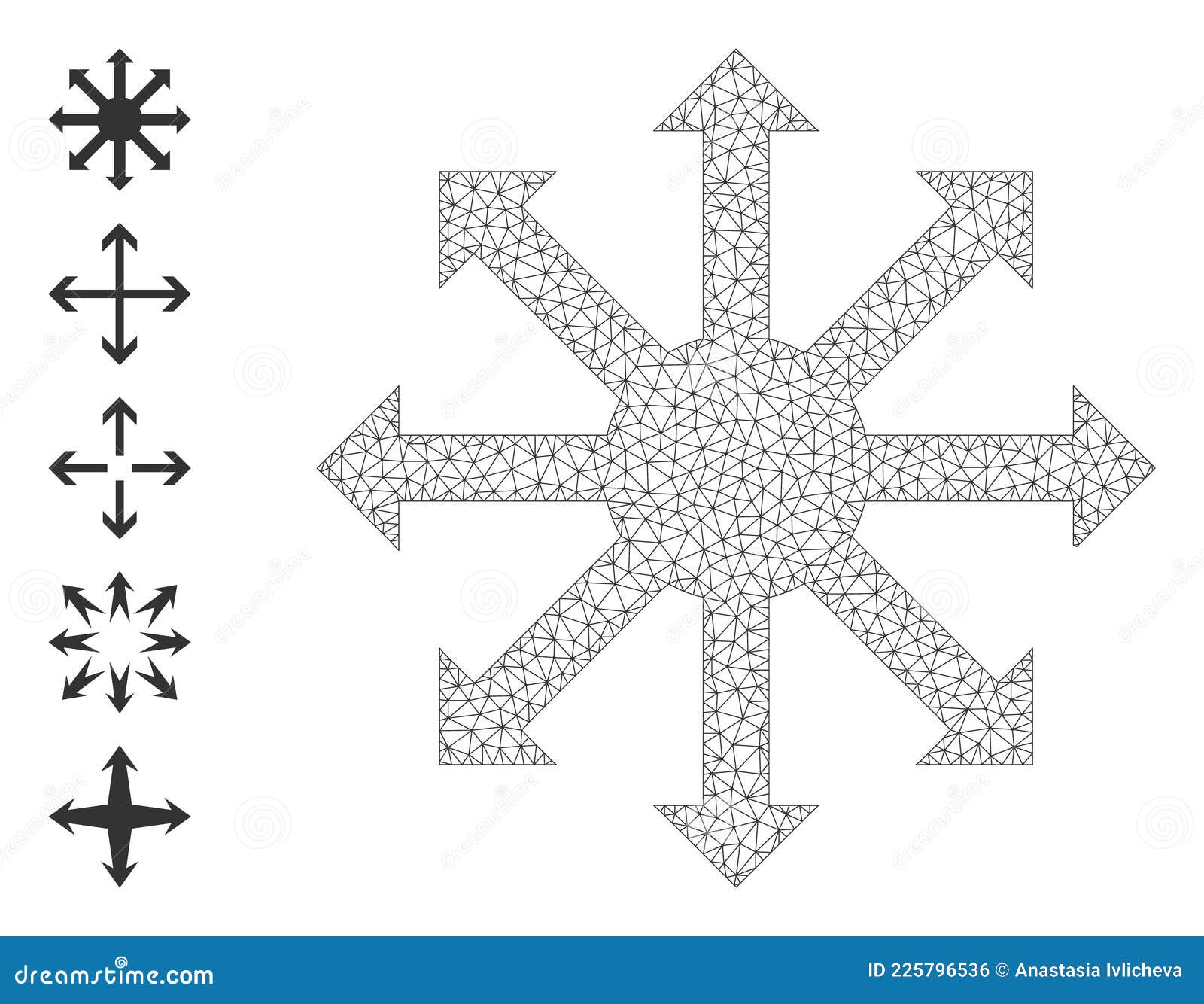Web Net Radial Arrows Icon with Simple Symbols Stock Vector ...