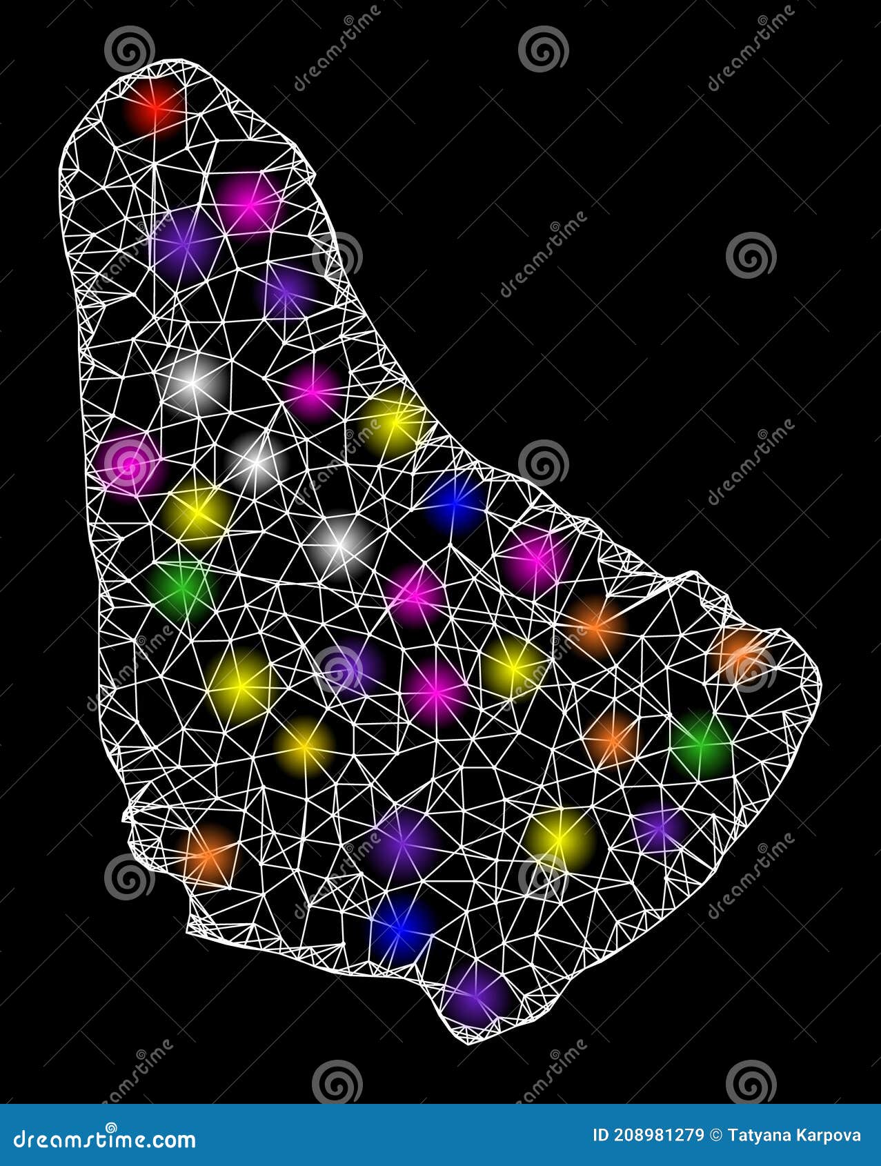 Web Network Map of Barbados with Colorful Light Spots Stock Vector ...