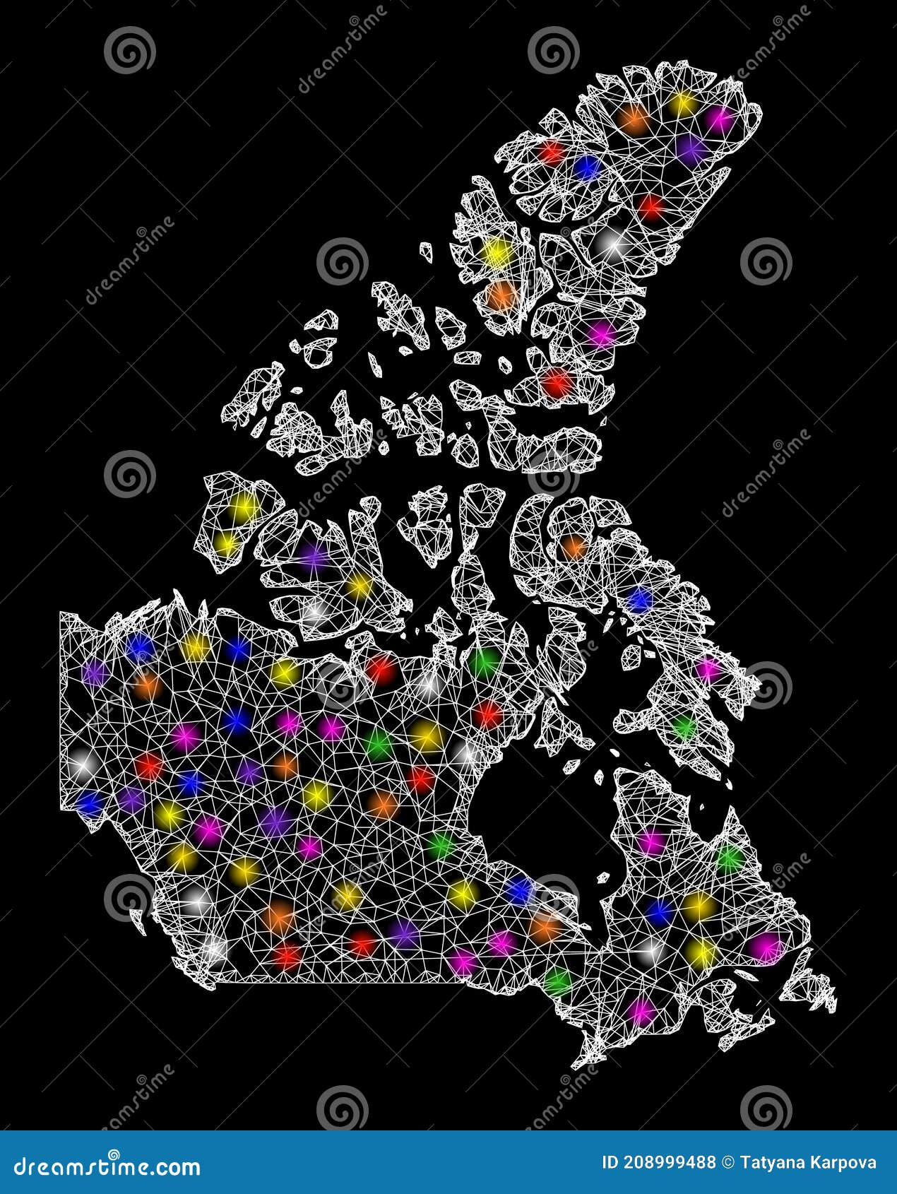 Web Network Map of Canada with Colorful Light Spots Stock Vector ...