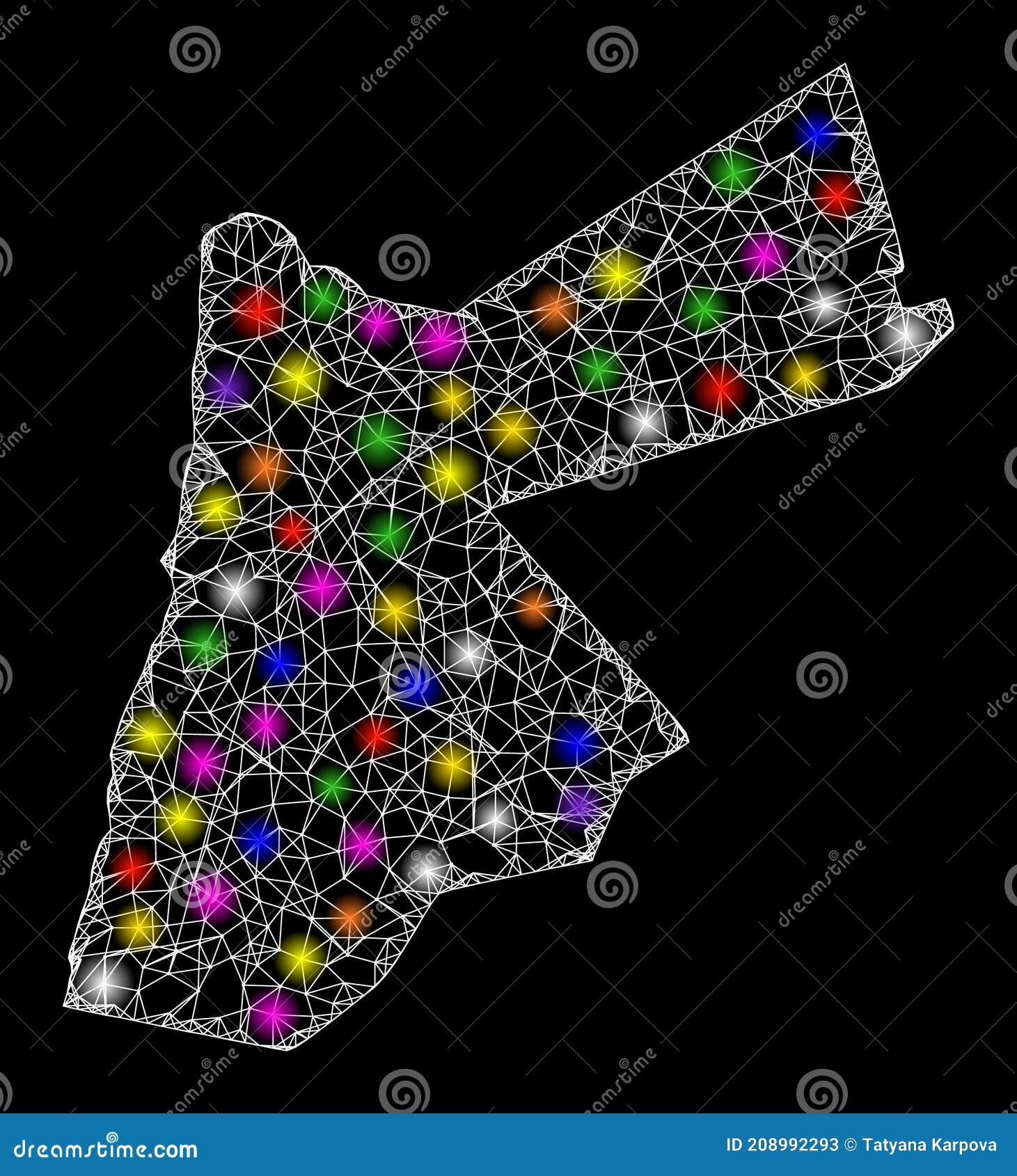 Web Network Map of Jordan with Shiny Light Spots Stock Vector ...