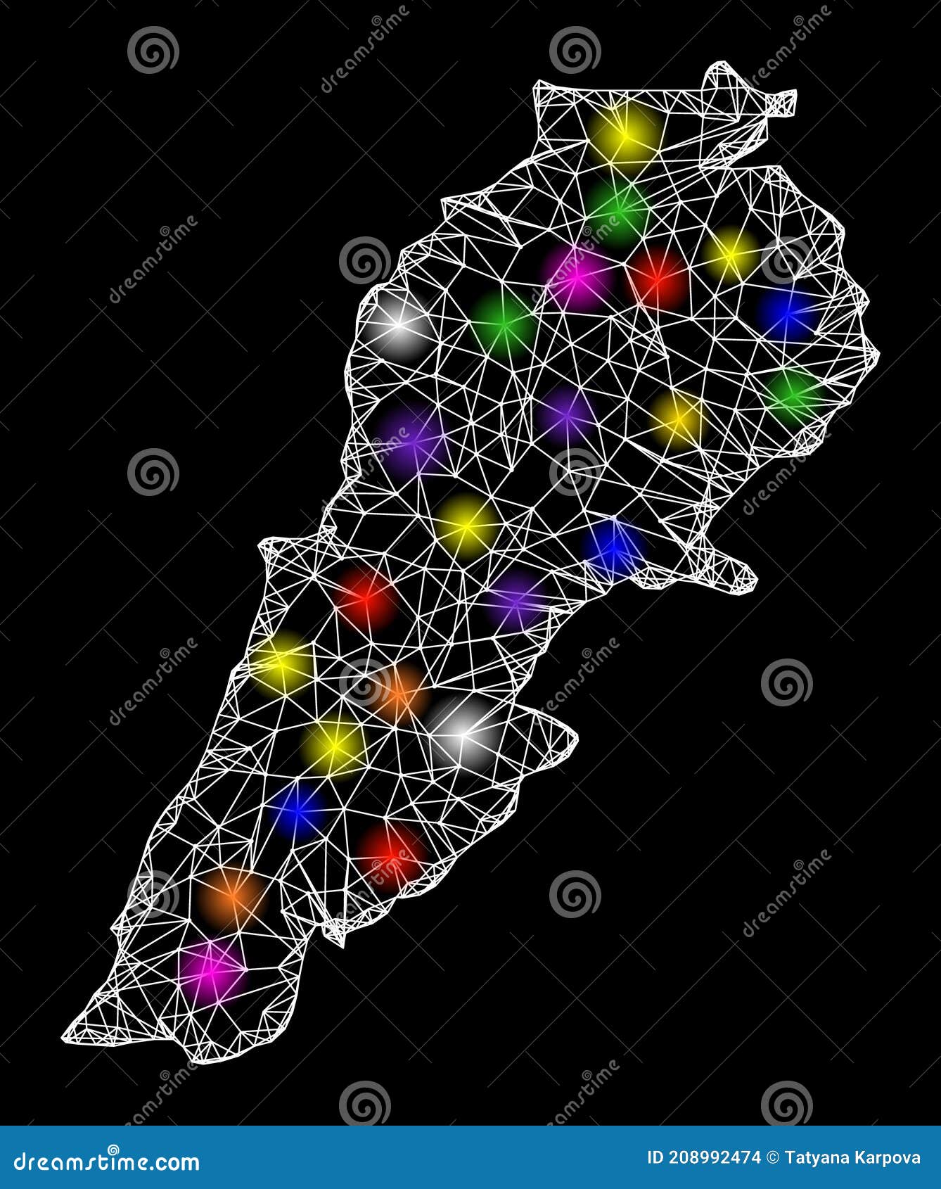 Web Network Map of Lebanon with Shiny Light Spots Stock Vector ...