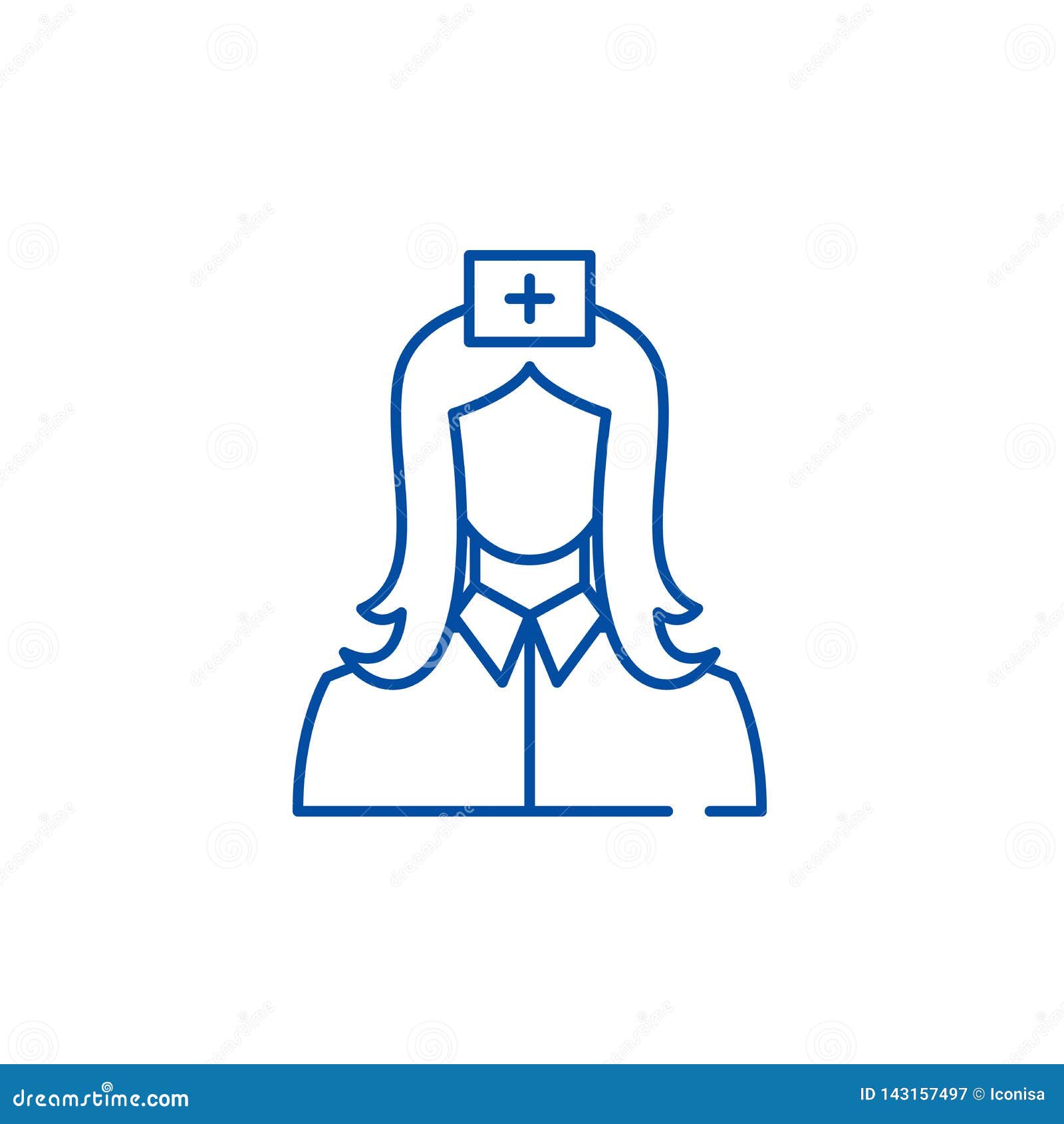 Nurse Line Icon Concept. Nurse Flat Vector Symbol, Sign, Outline ...