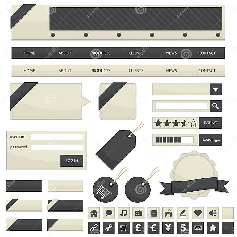 Web objects stock vector. Illustration of login, rating - 15393159