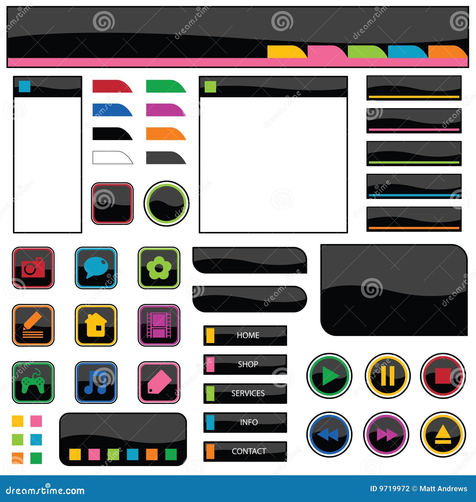 Web objects stock vector. Illustration of clip, button - 9719972