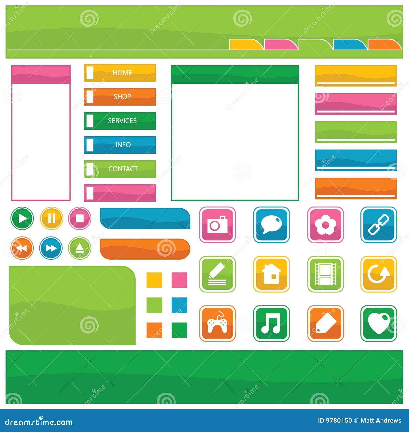 Web objects stock vector. Illustration of yellow, space - 9780150