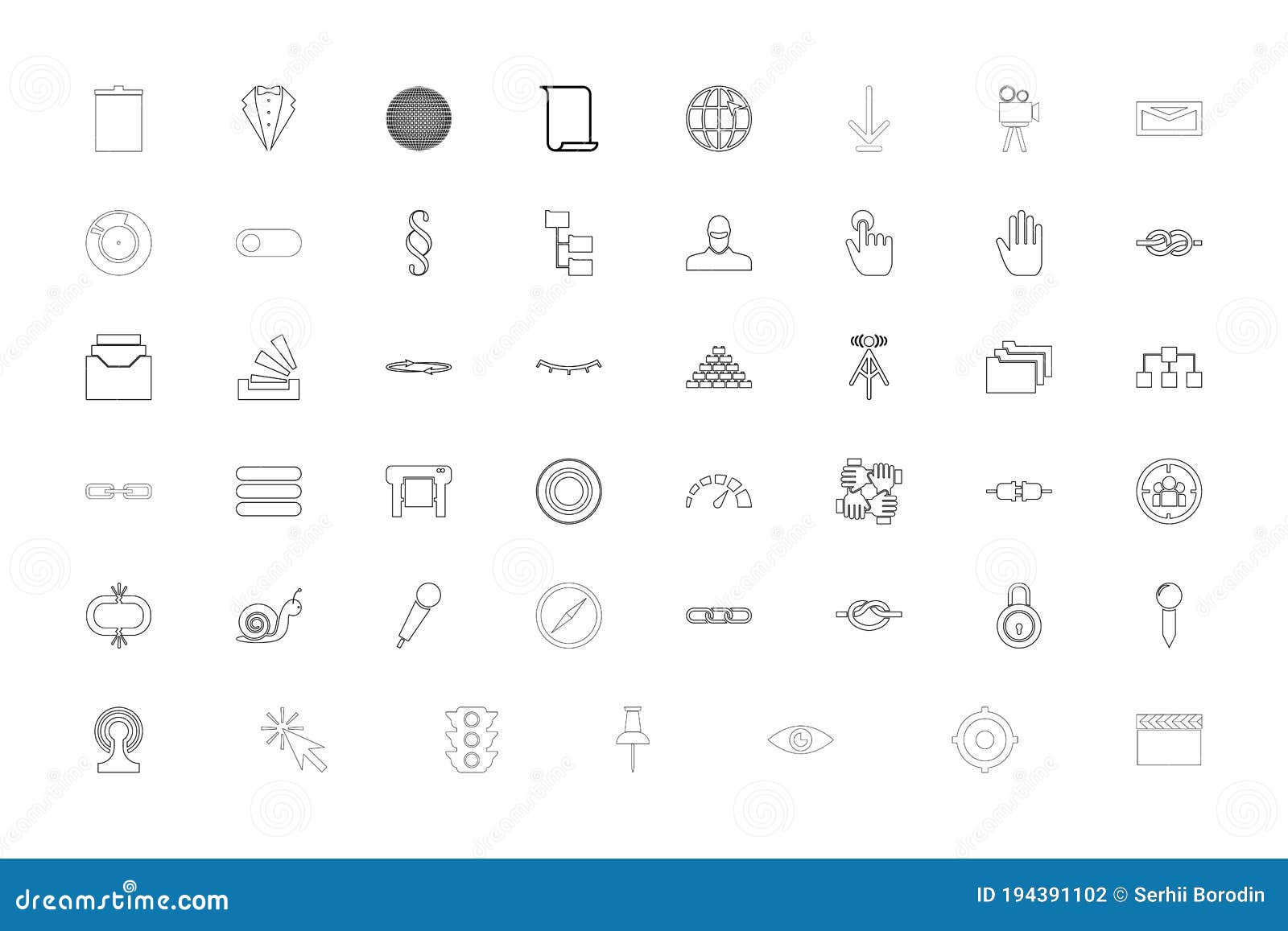 Web Objects Black Color Set Outline Style Flat Vector Image Stock ...