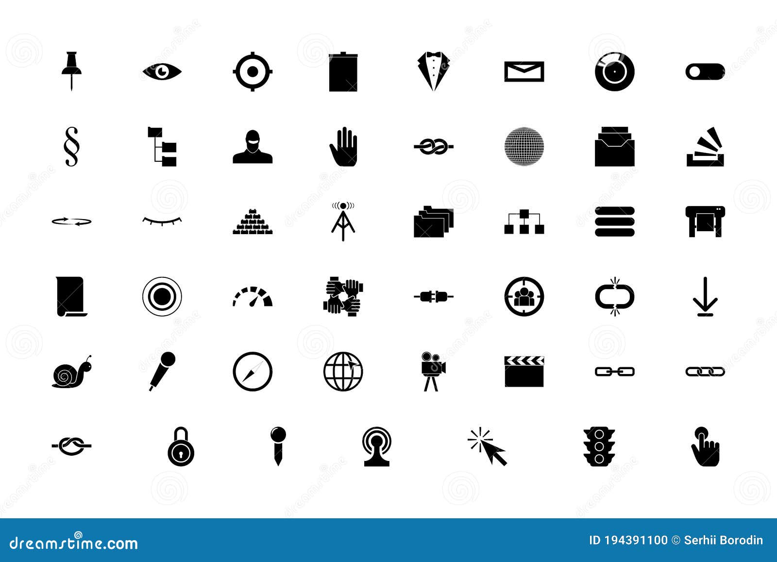 Web Objects Black Color Set Solid Style Flat Vector Image Stock Vector ...