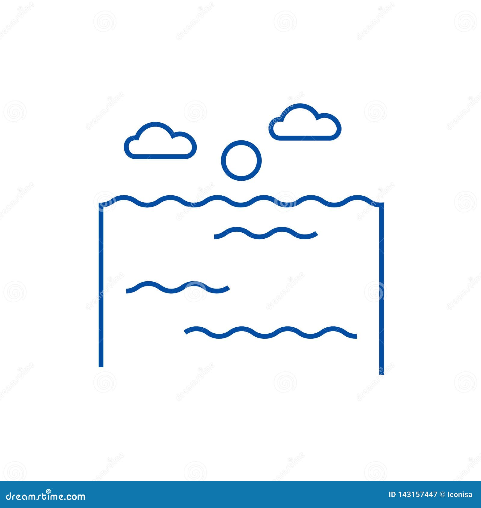 Ocean Line Icon Concept. Ocean Flat Vector Symbol, Sign, Outline ...