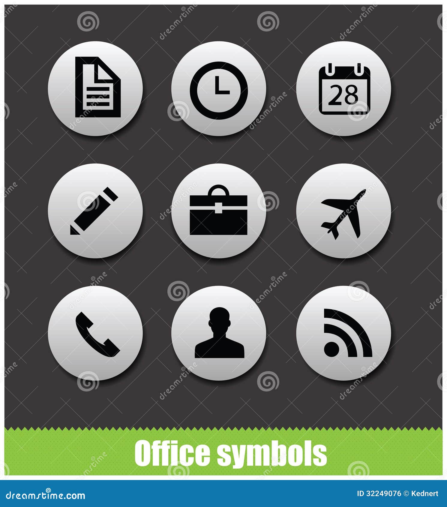 Web Office Circle Pictogram Symbols Stock Vector - Illustration of case ...