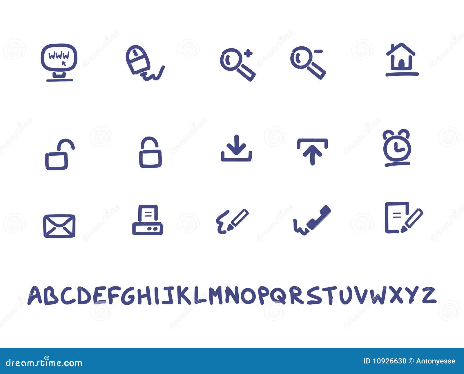 Set Of Handwritten Icons Isolated On White Background. Vector ...