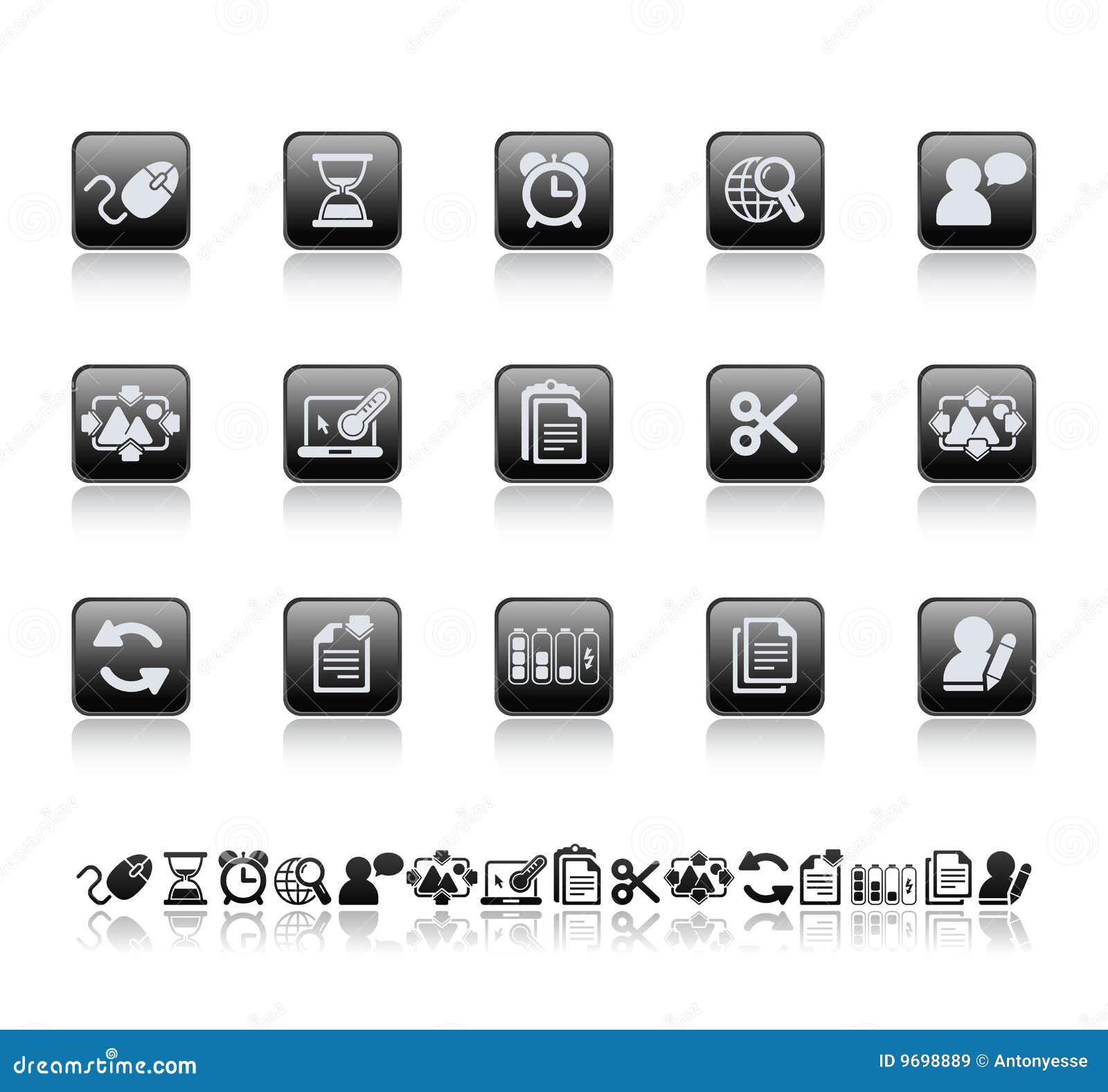 Web and office icons stock vector. Illustration of seek - 9698889