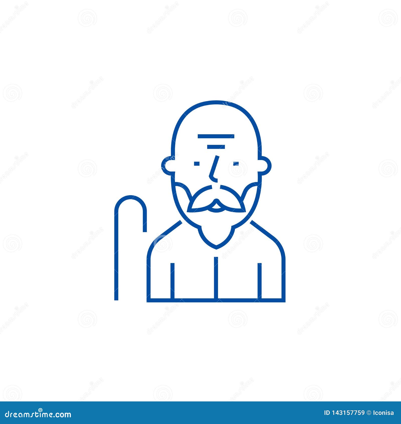 Old Man Line Icon Concept. Old Man Flat Vector Symbol, Sign, Outline ...