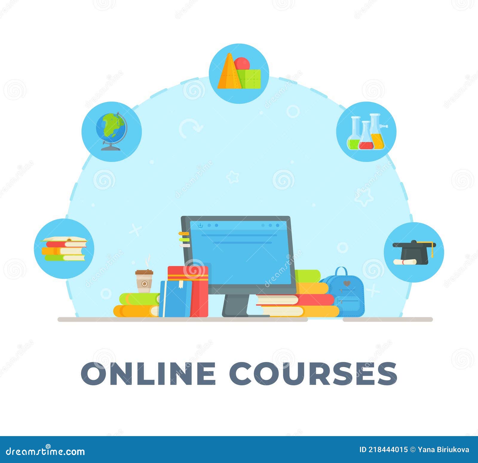 Vector Illustration of Passing Exams. Online Courses. Vector ...