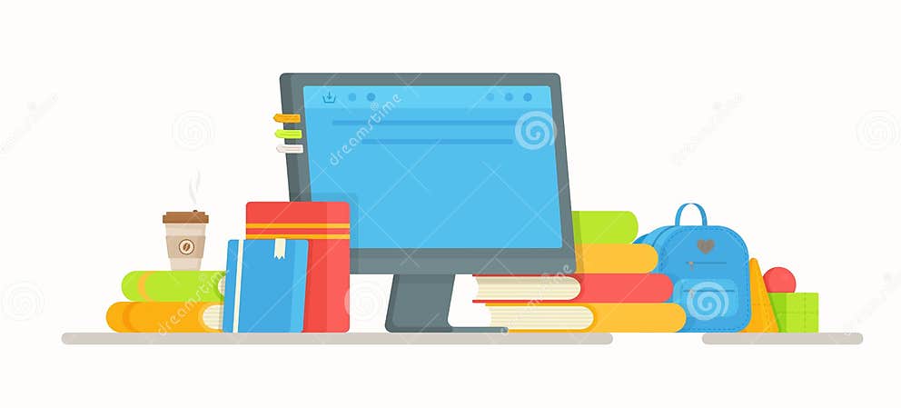 Vector Illustration of Doing Homework. Stock Vector - Illustration of ...