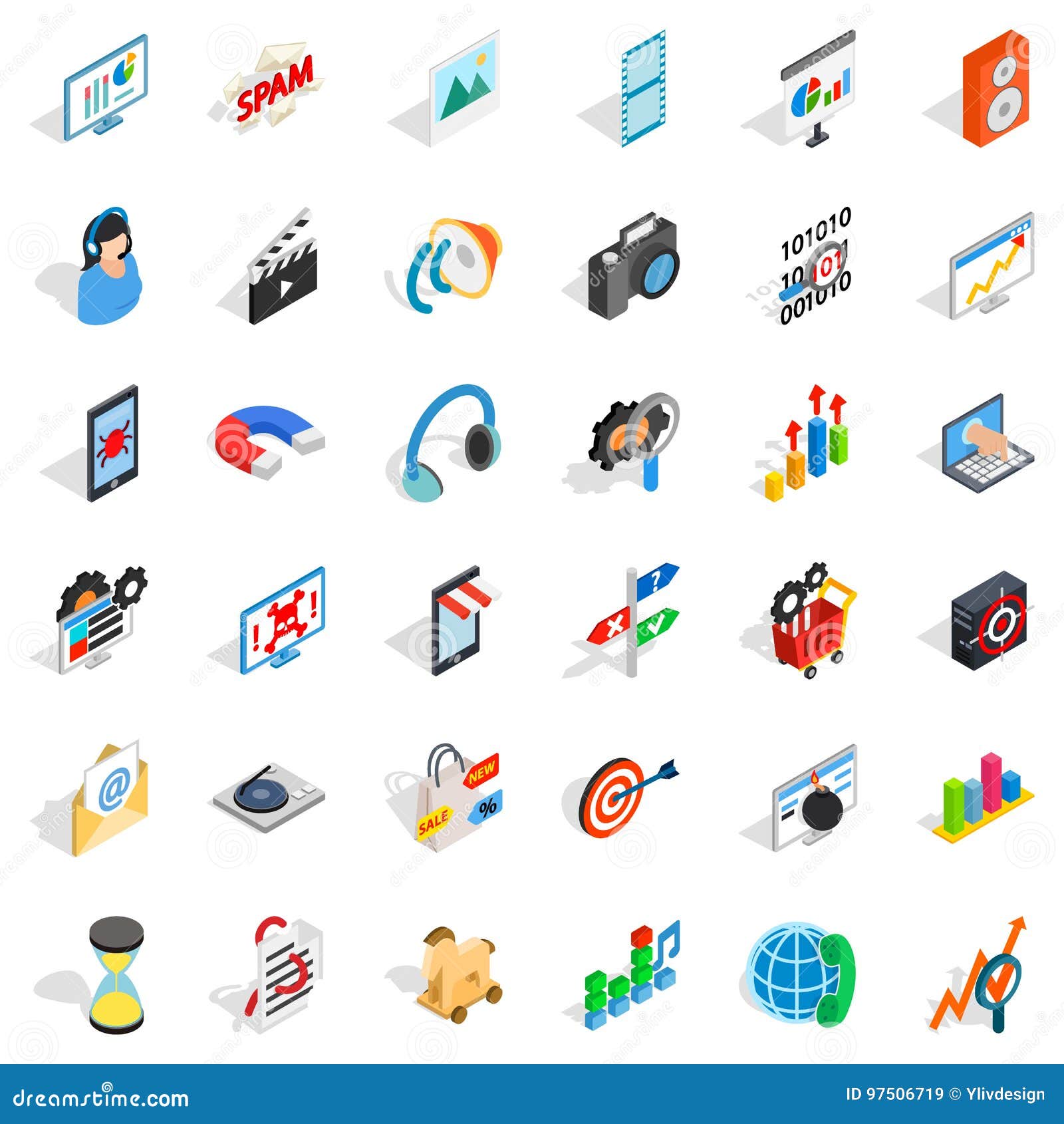 Web Operation Icons Set, Isometric Style Stock Vector - Illustration of ...