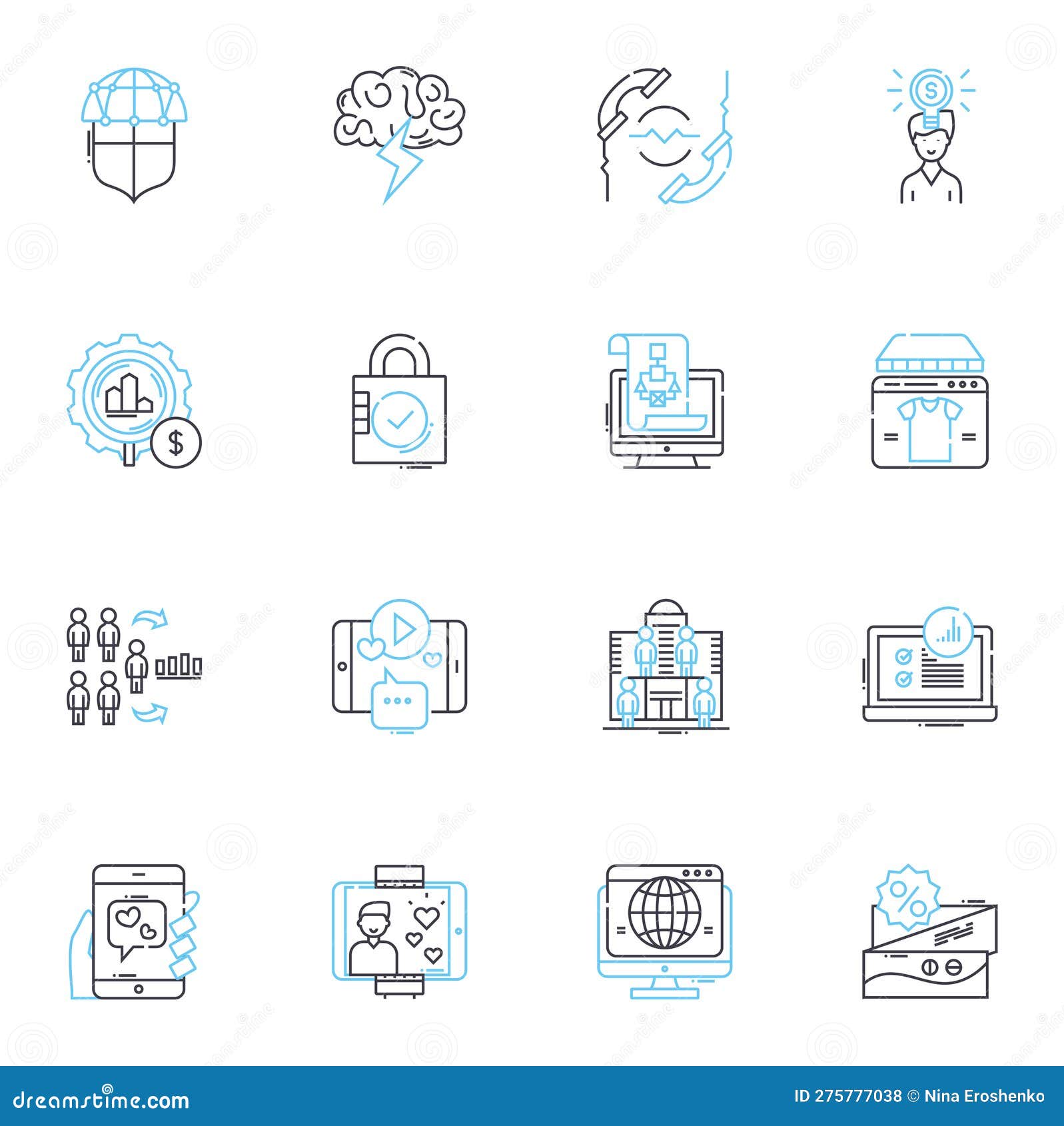 Web Optimization Linear Icons Set Search Ranking Traffic Algorithm