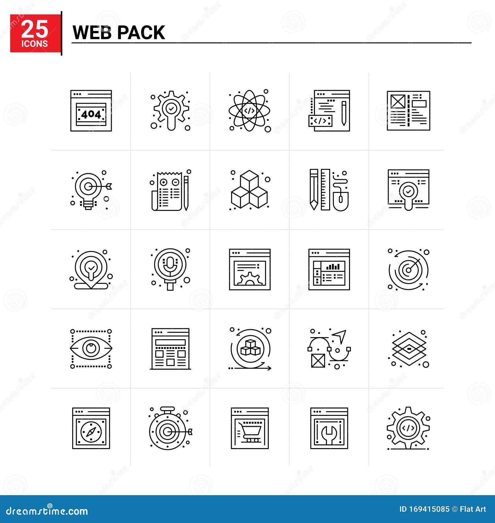 25 Web Pack Icon Set. Vector Background Stock Vector - Illustration of ...