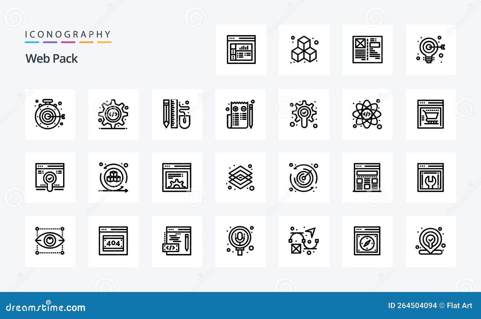 25 Web Pack Line Icon Pack. Vector Icons Illustration Stock Vector ...