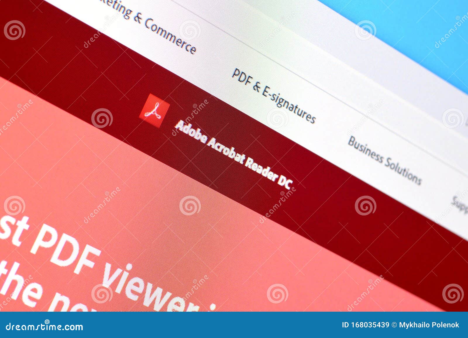 Web Page of Adobe Acrobat Reader Product on Official Website on the ...