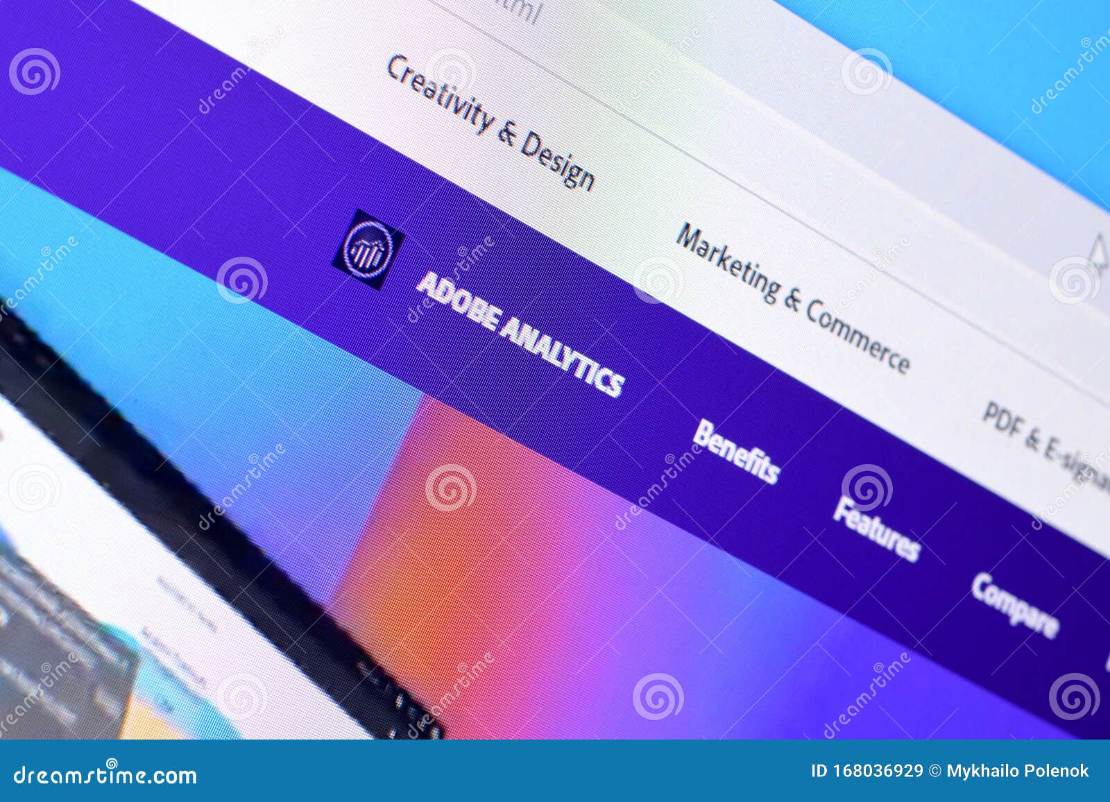 Web Page of Adobe Analytics Product on Official Website on the Display ...