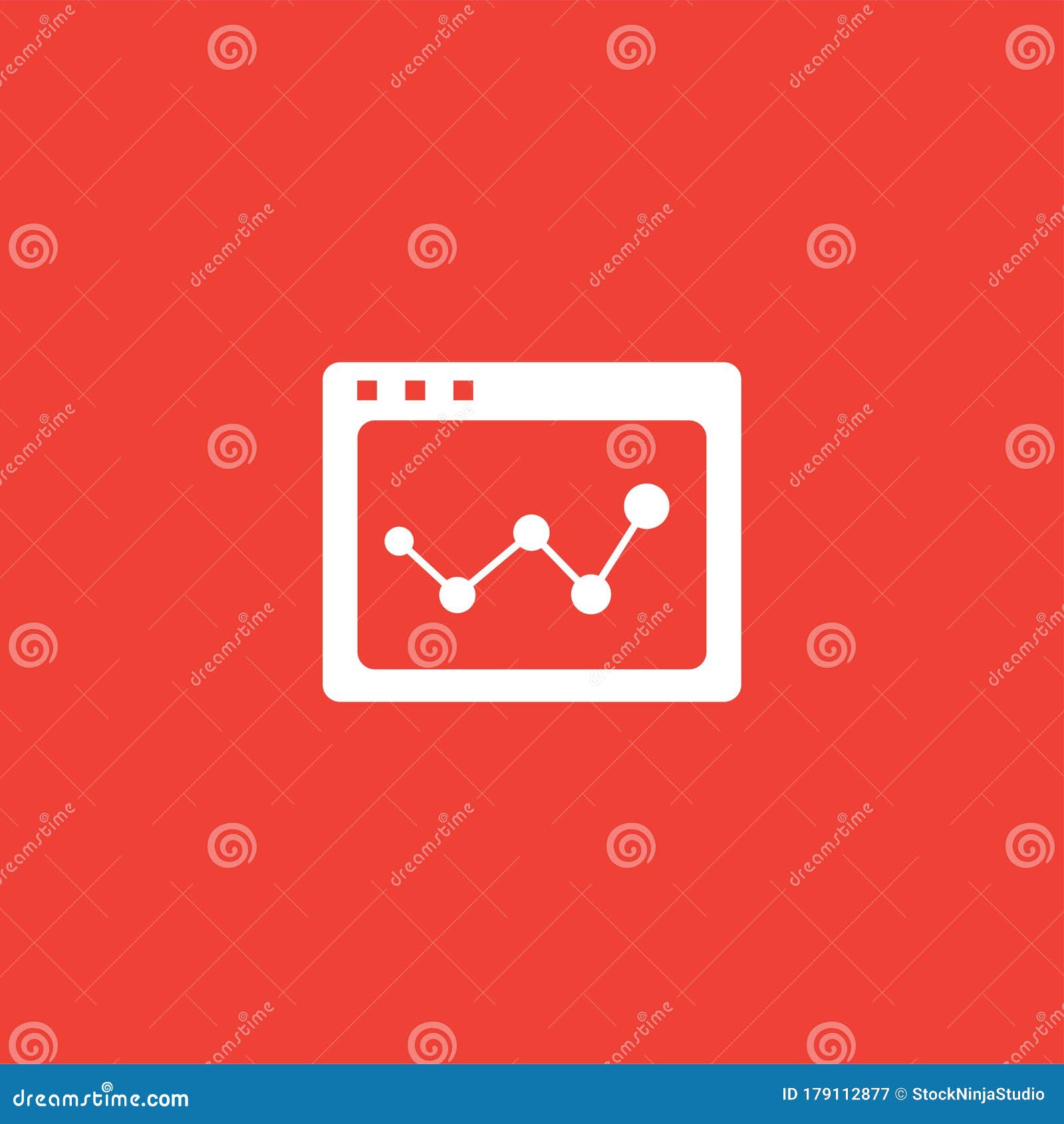 Web Page Analysis Icon on Red Background. Red Flat Style Vector ...