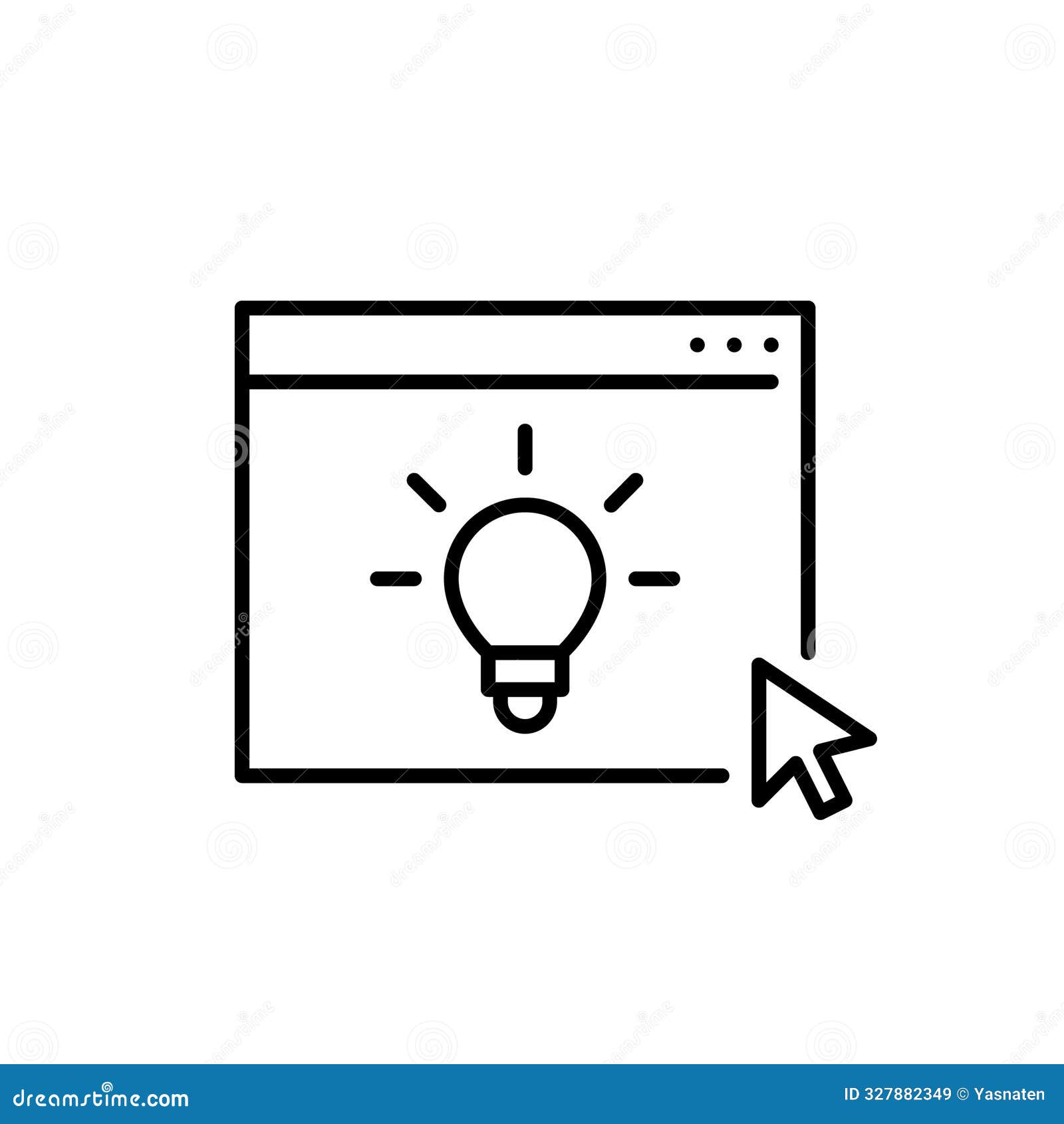 Web Page in Browser, Light Bulb and Mouse Click. Innovation in Web ...