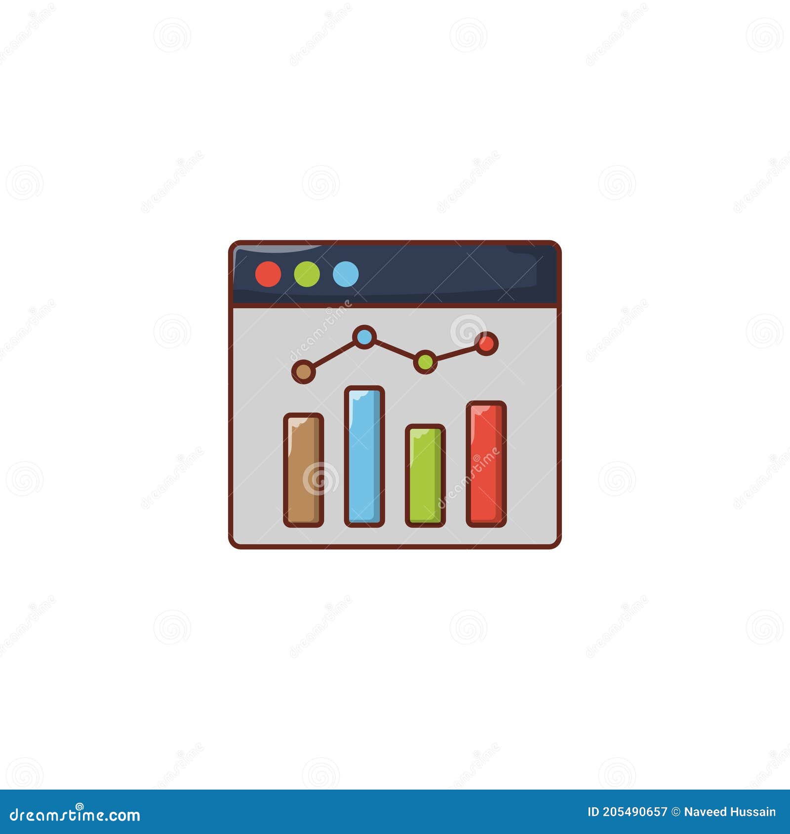 Web Page Chart Vector Line Flat Icon Stock Vector - Illustration of ...