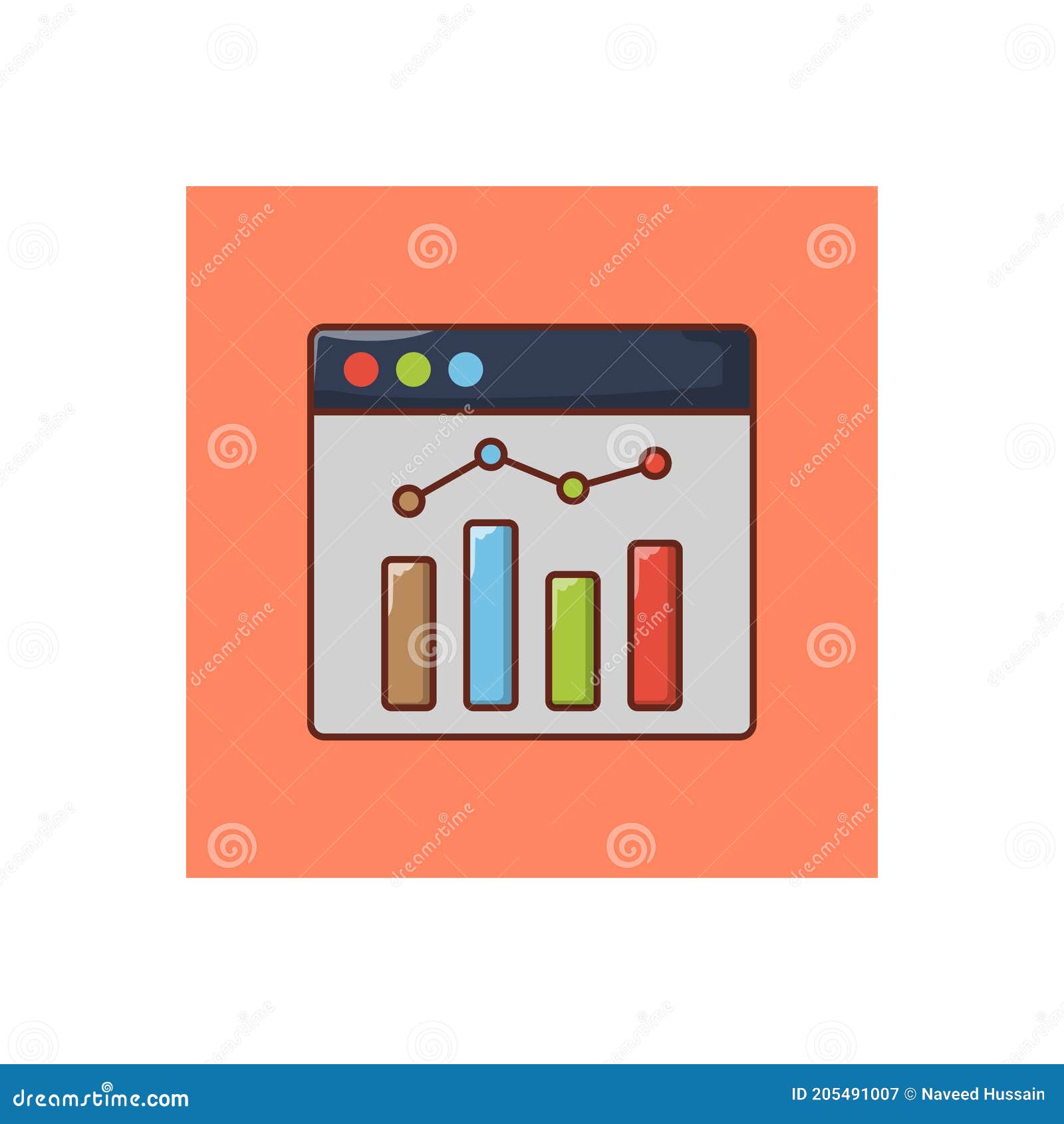 Web Page Chart Vector Flat Colour Icon Stock Vector - Illustration of ...