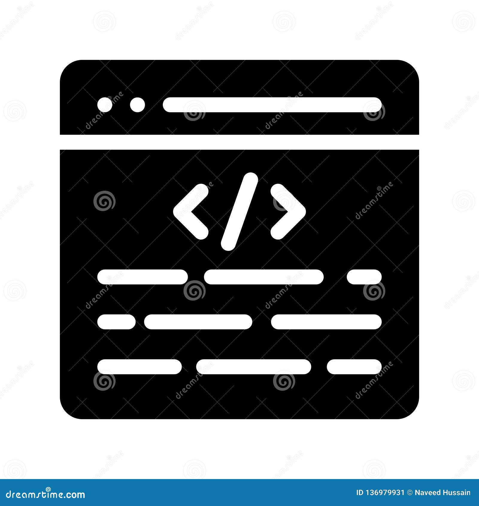 Web Page Coding Glyph Vector Icon Stock Vector - Illustration of page ...