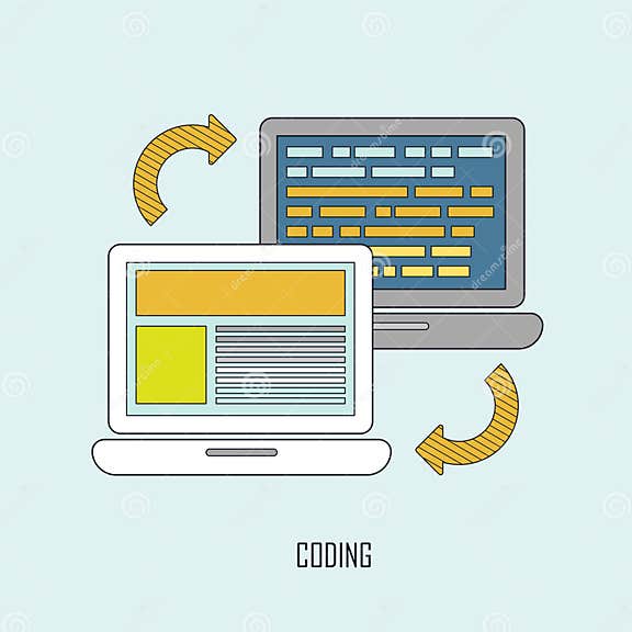 Web Page Coding and Programming Stock Vector - Illustration of line ...