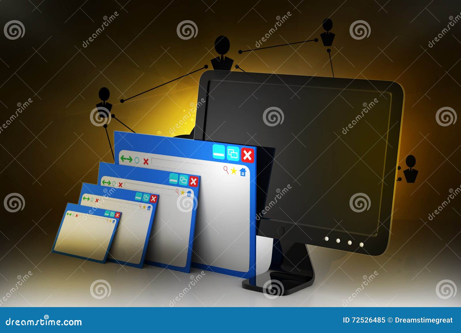 Web Page with Computer Monitor Stock Illustration - Illustration of ...