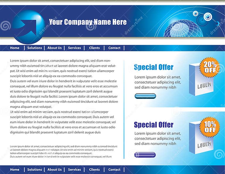 Web page design stock vector. Illustration of start, menu - 8483717