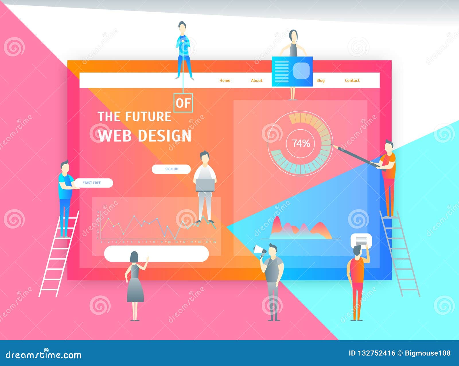 Web Page Design Concept Banner Card with Elements. Vector Stock Vector ...