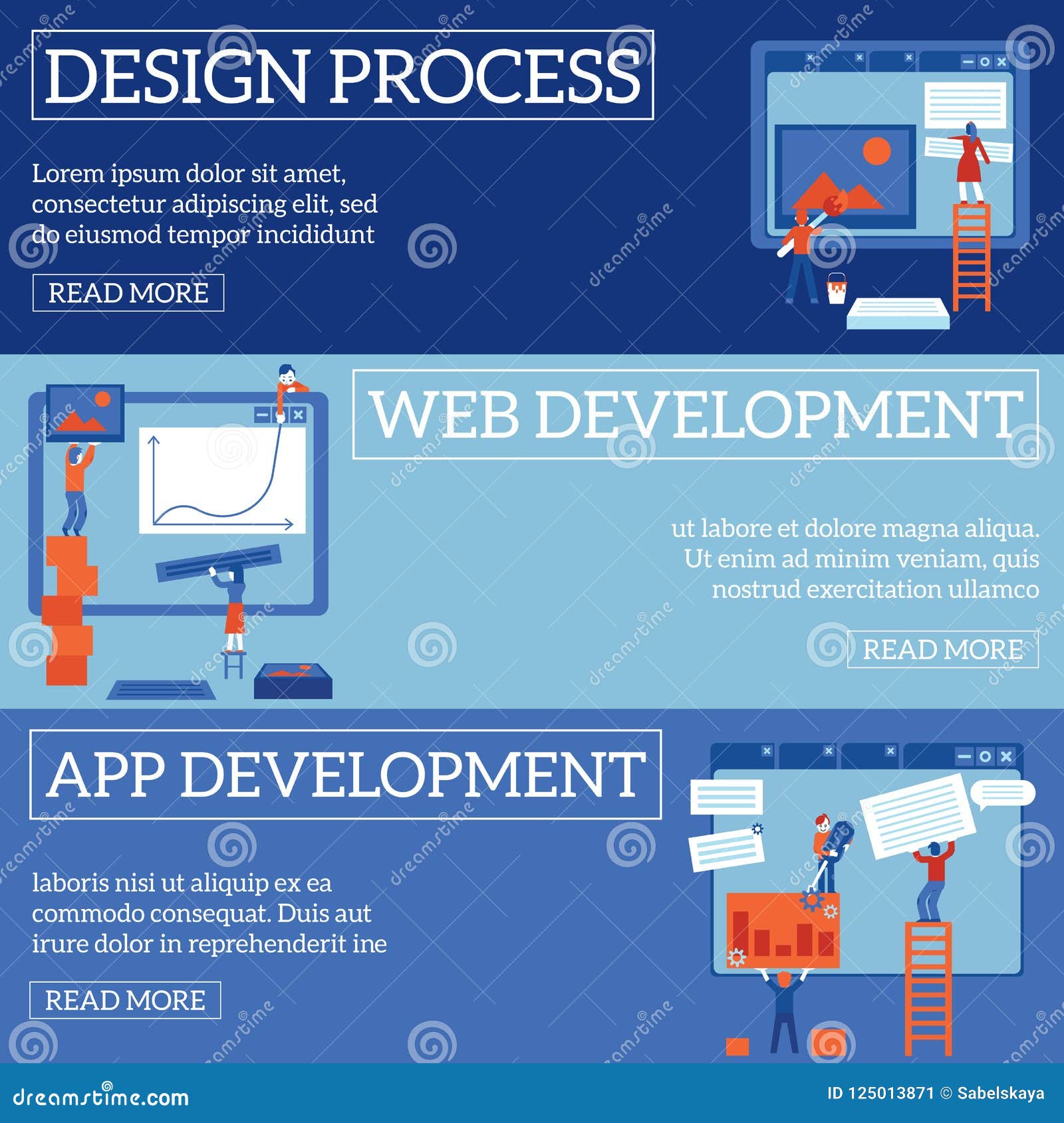 Web Page Design and Development Process on Horizontal Banners Set ...