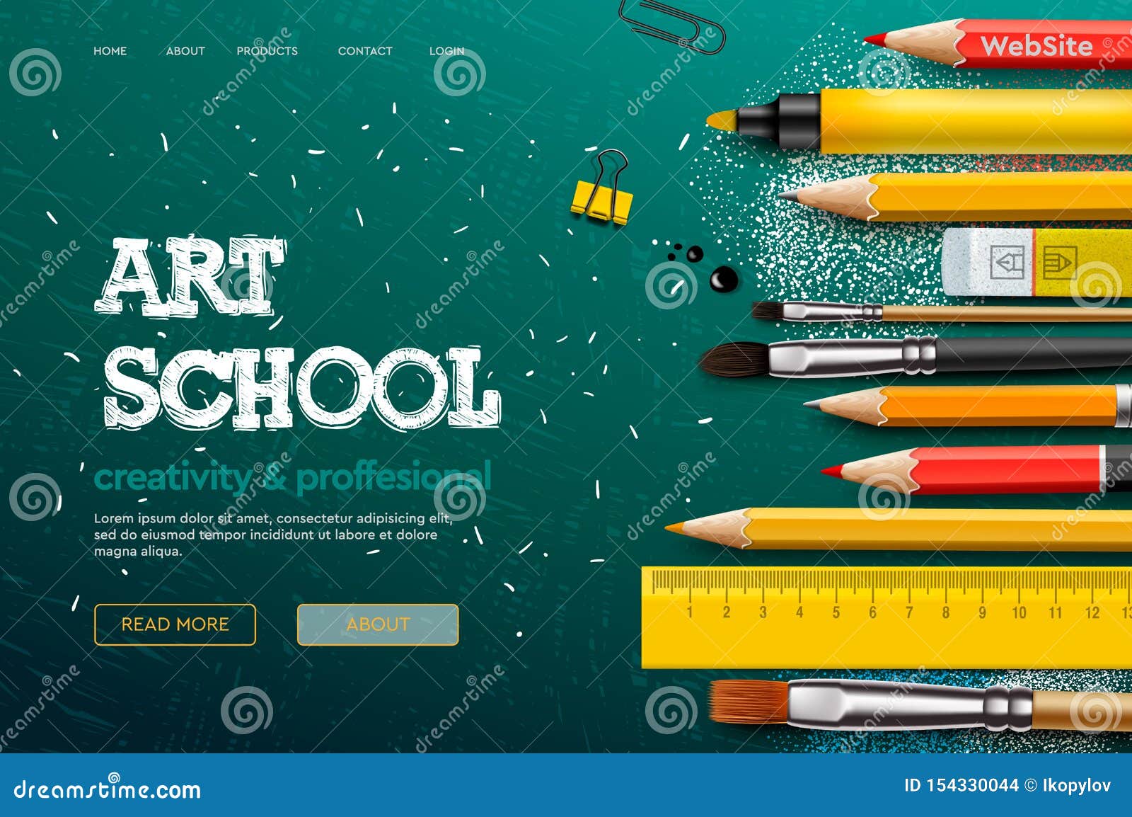 Web Page Design Template for Art School, Studio, Course, Class ...