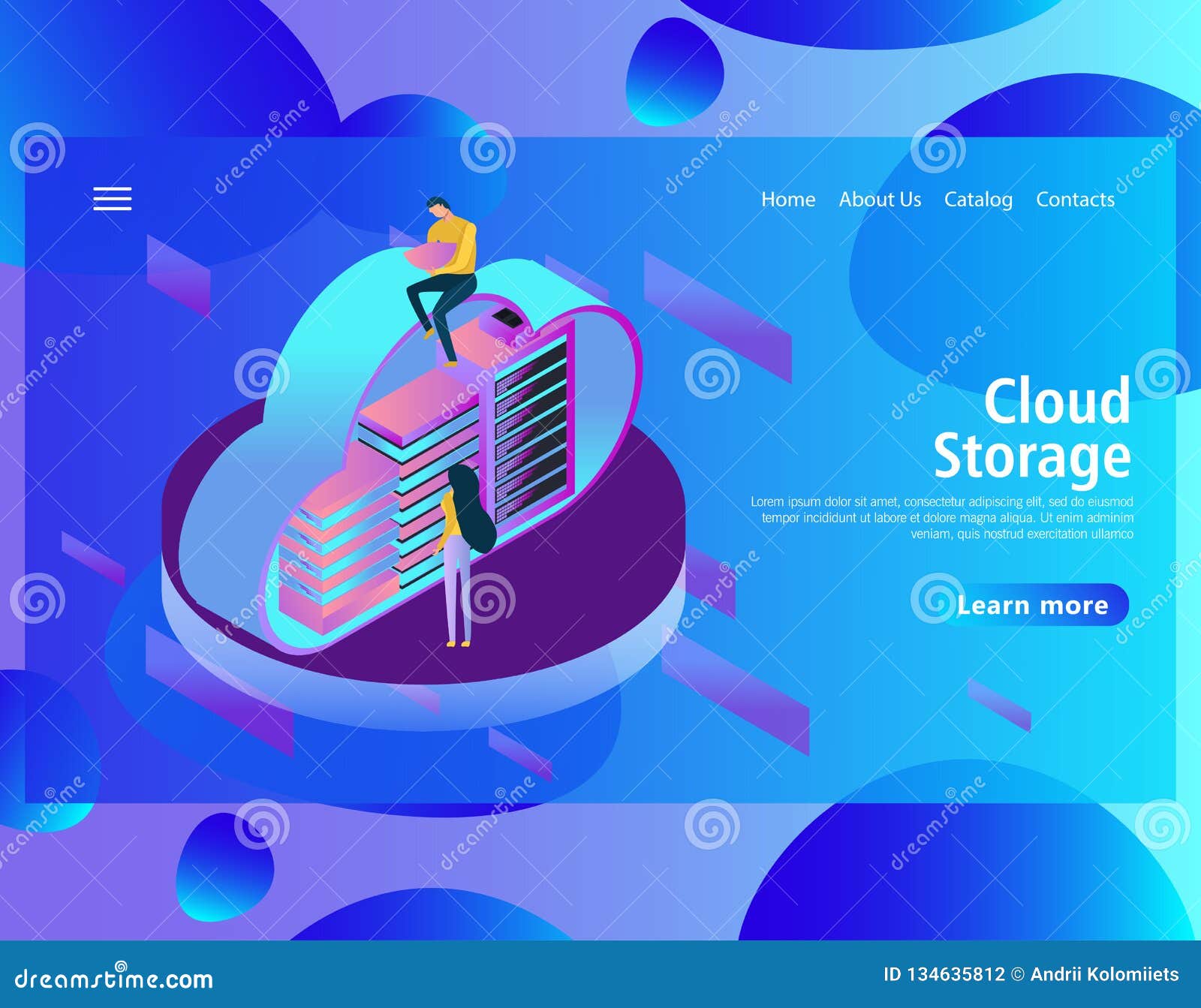 Web Page Design Template for Hosting and Data Center, Big Data ...