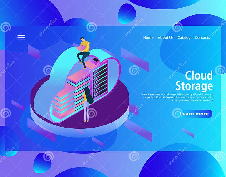 Web Page Design Template for Hosting and Data Center, Big Data Processing Stock Vector ...