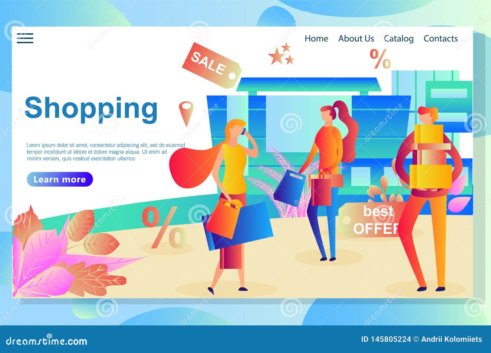 Web Page Design Template for Online Shopping, E-commerce, Retail ...