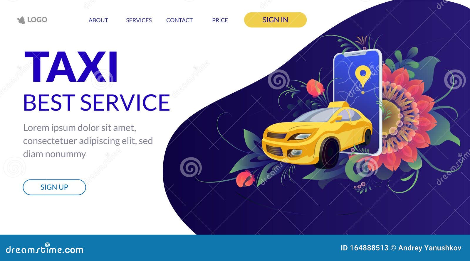Web Page Design Template for Project Delivery, Transport, Taxi. Modern ...