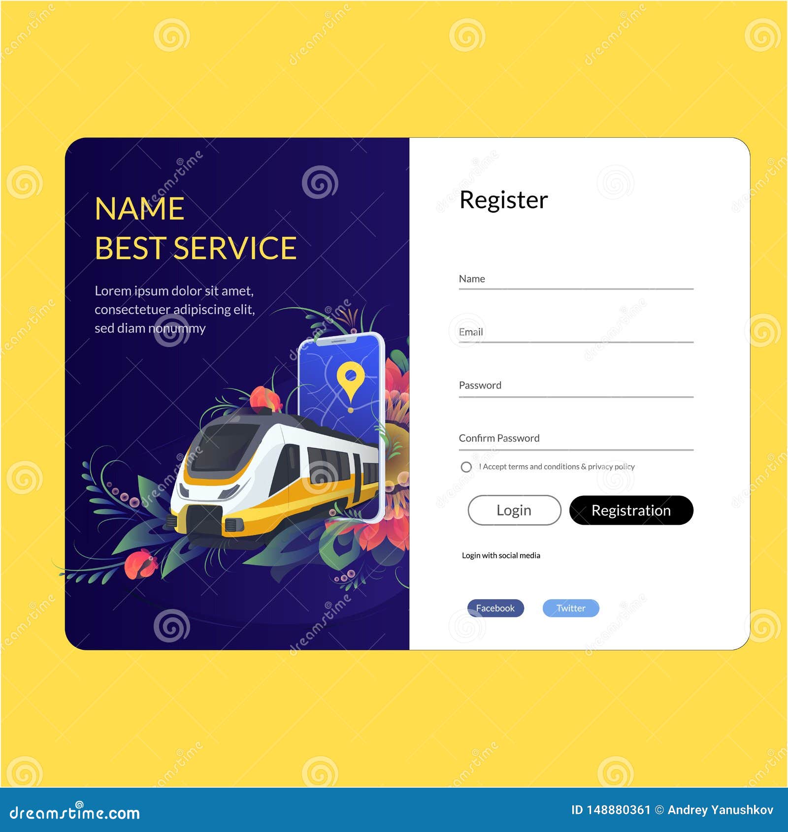 Web Page Design Template for Project Delivery, Transport, Train. Modern ...